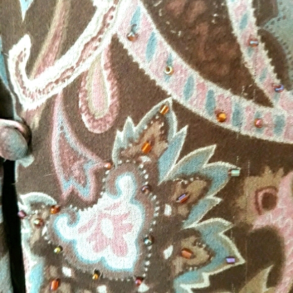 Fashion Bug | Tops | Vintage Fashion Bug Beaded Blouse W Sheer Sleeves ...